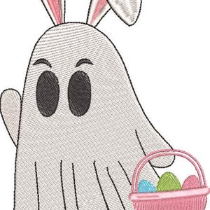 Bunny Ghost Embroidery Design, Spooky Easter Eggs Embroidery Design ...