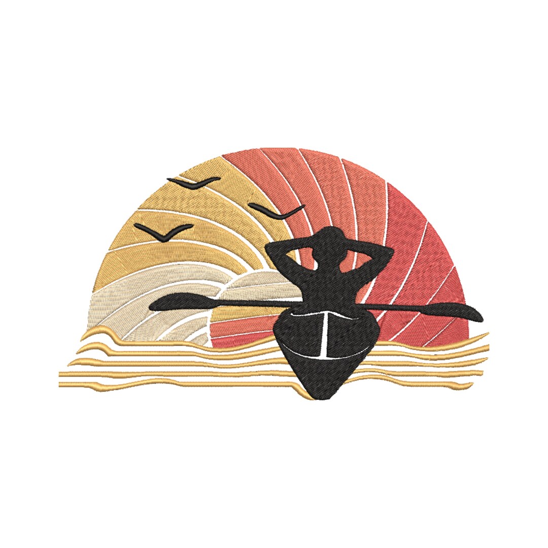 ROWING RETRO SUNSET 2 Machine Embroidery Design, Trendy Embroidery ...