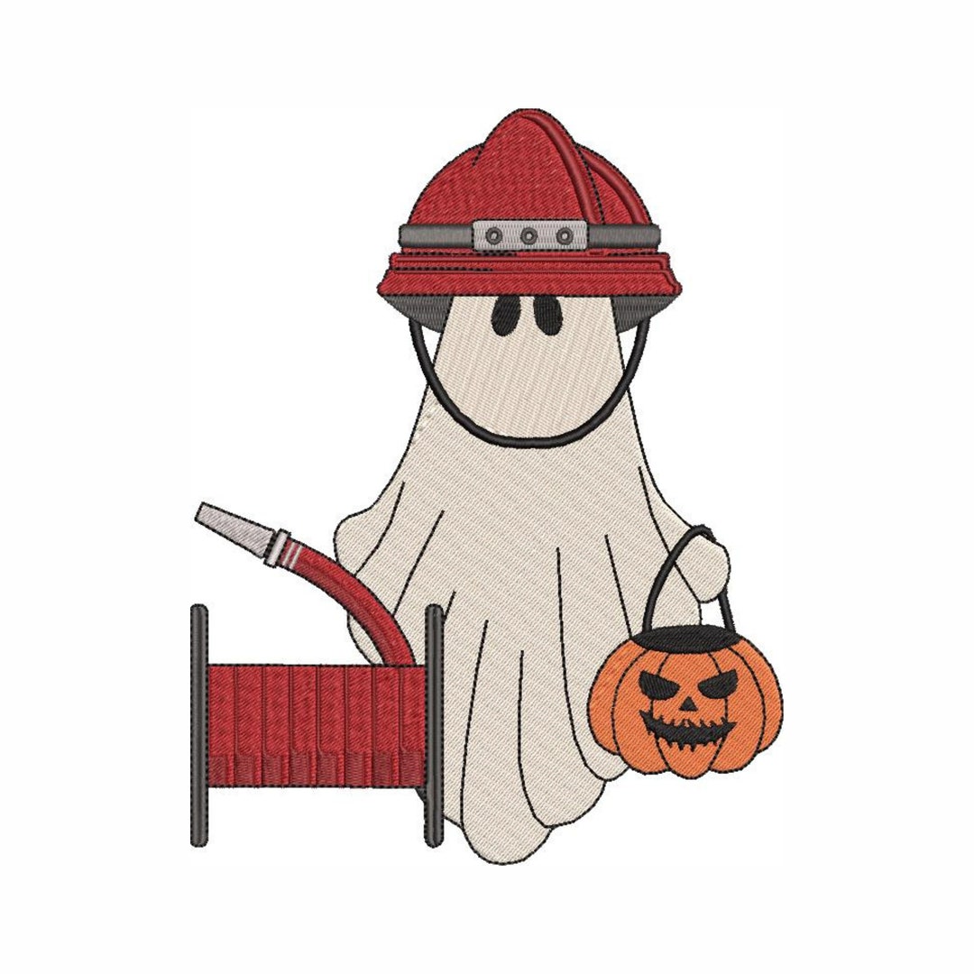 Boo Fireman Ghost Embroidery Pattern, Halloween Needlepoint, Fun DIY ...