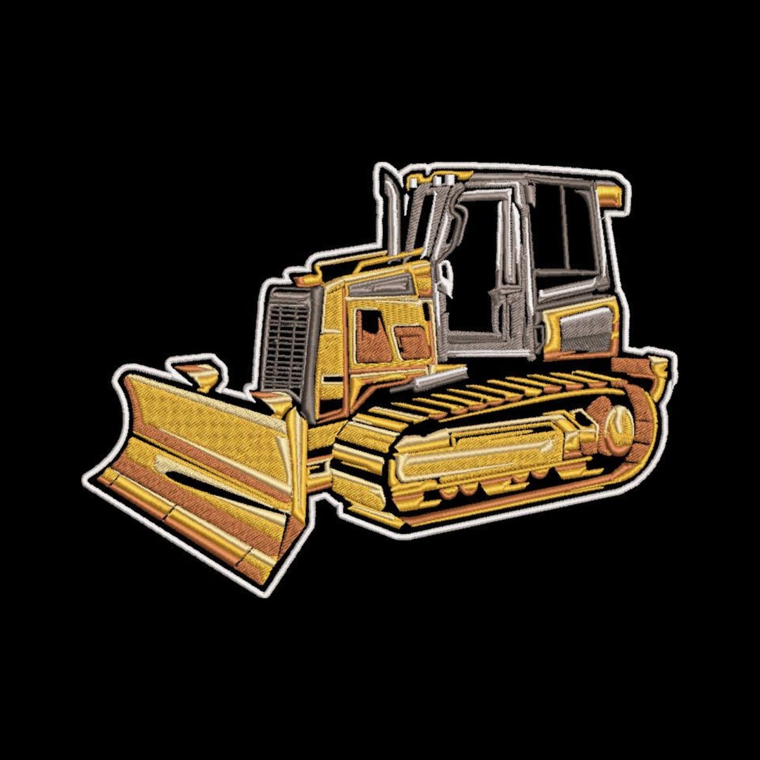 Yellow Construction Bulldozer Embroidery Design - Trendy Classic, Baby ...