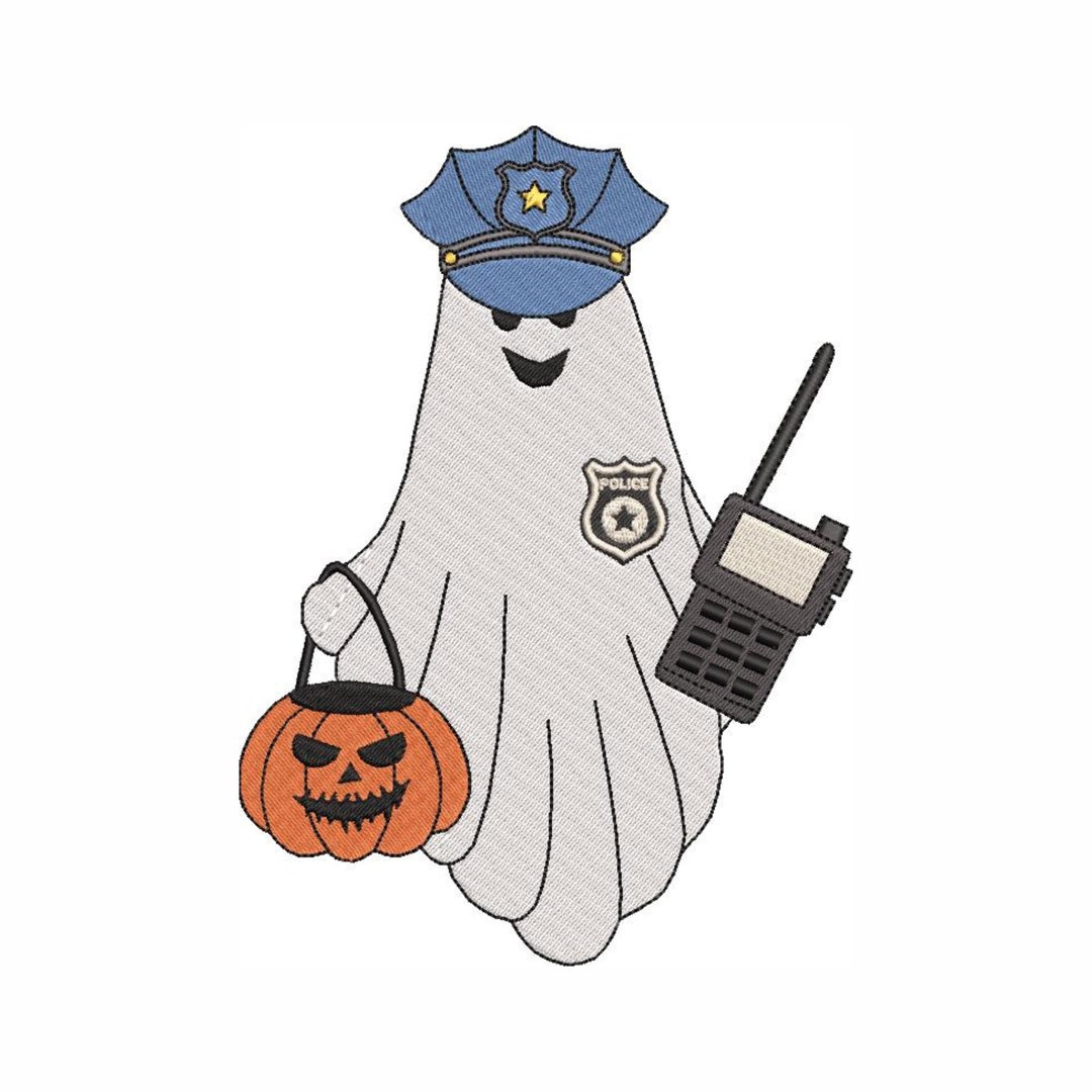 Police Ghost Machine Embroidery Design | Halloween Cop Gift, Spooky Law ...
