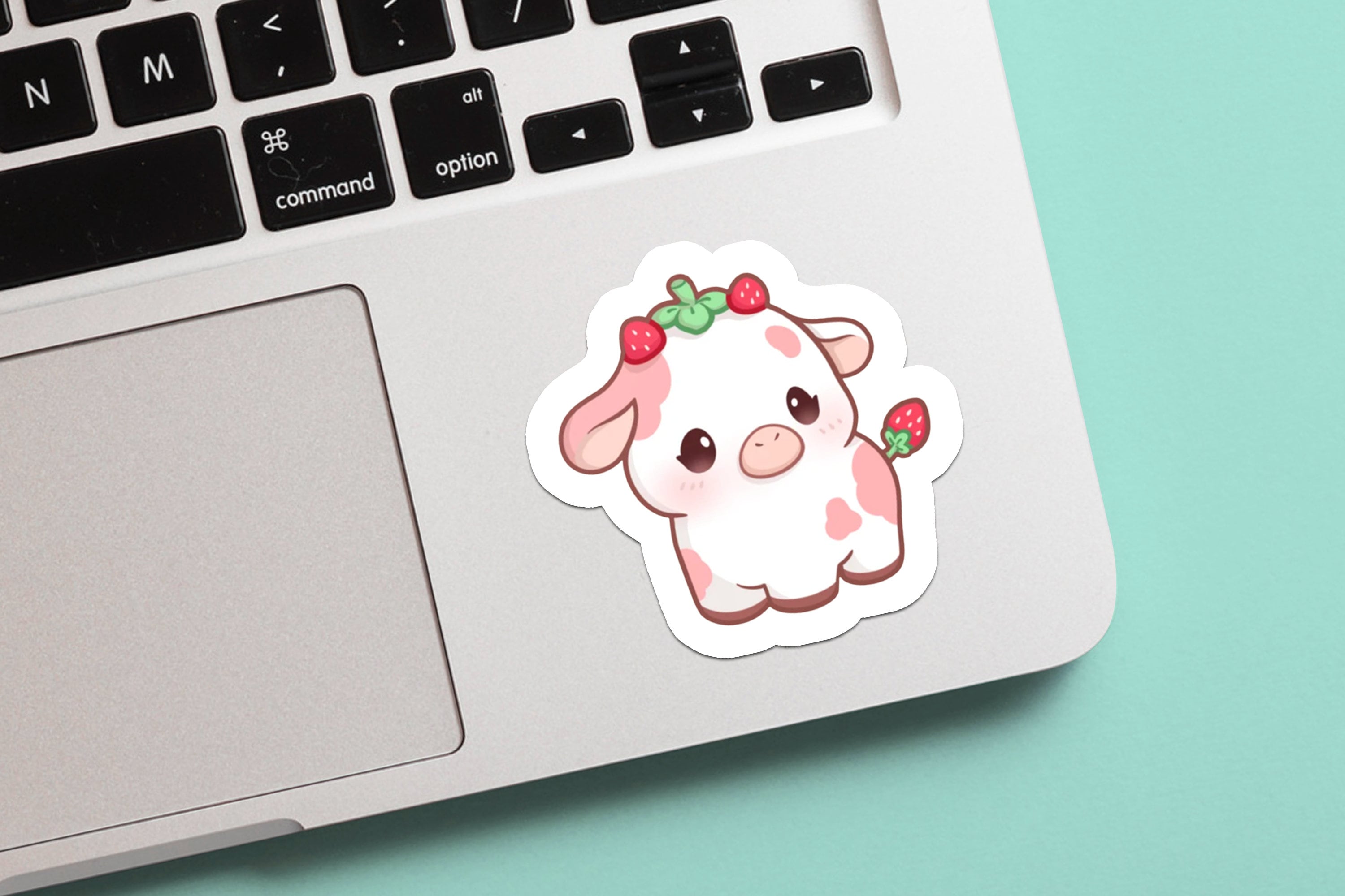 Strawberry Cow | Cute Cow Sticker for Journaling, Water Bottle ...
