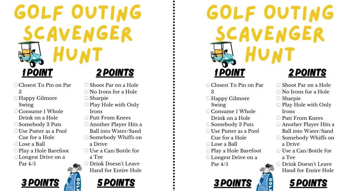 Golf Outing Scavenger Hunt: Printable Bachelor Party Game (full/half ...