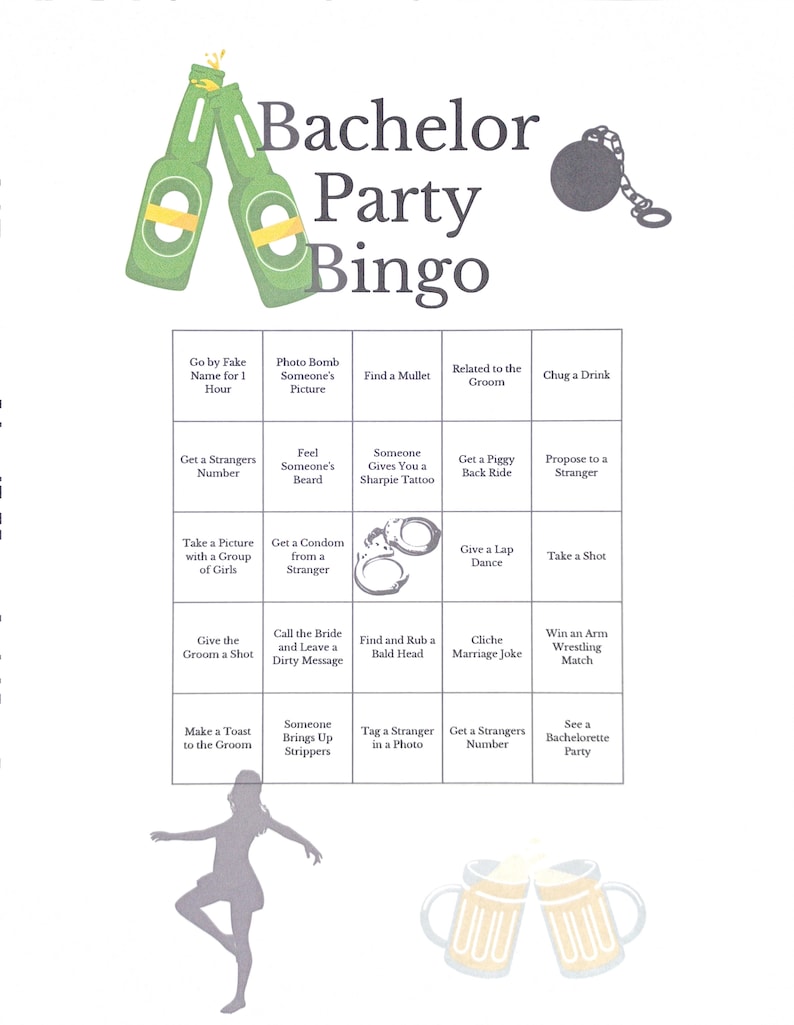 Bachelor Party Bingo: 24 Printable Game Sheets (digital Download) - Etsy