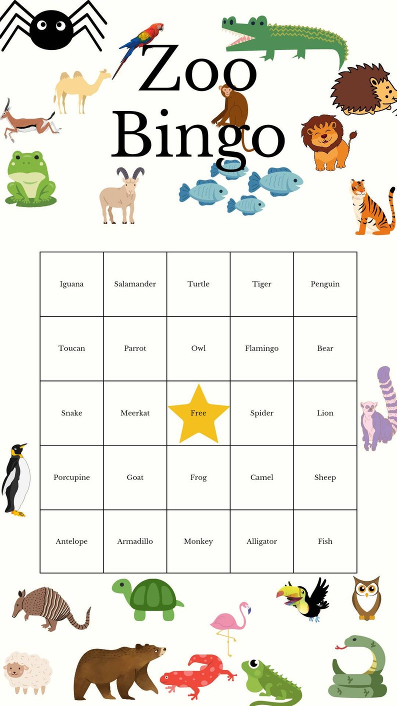 Zoo Bingo 24 Printable Zoo Bingo Sheets - Etsy