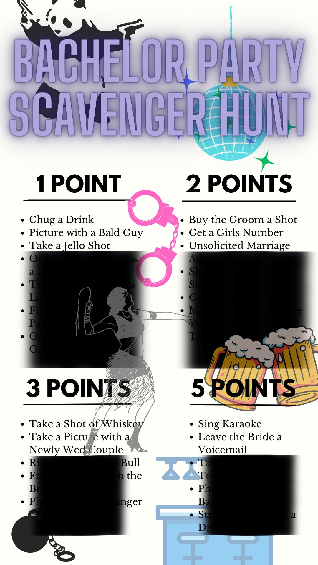 Bachelor Party Scavenger Hunt Printable Party Game Full Page - Etsy