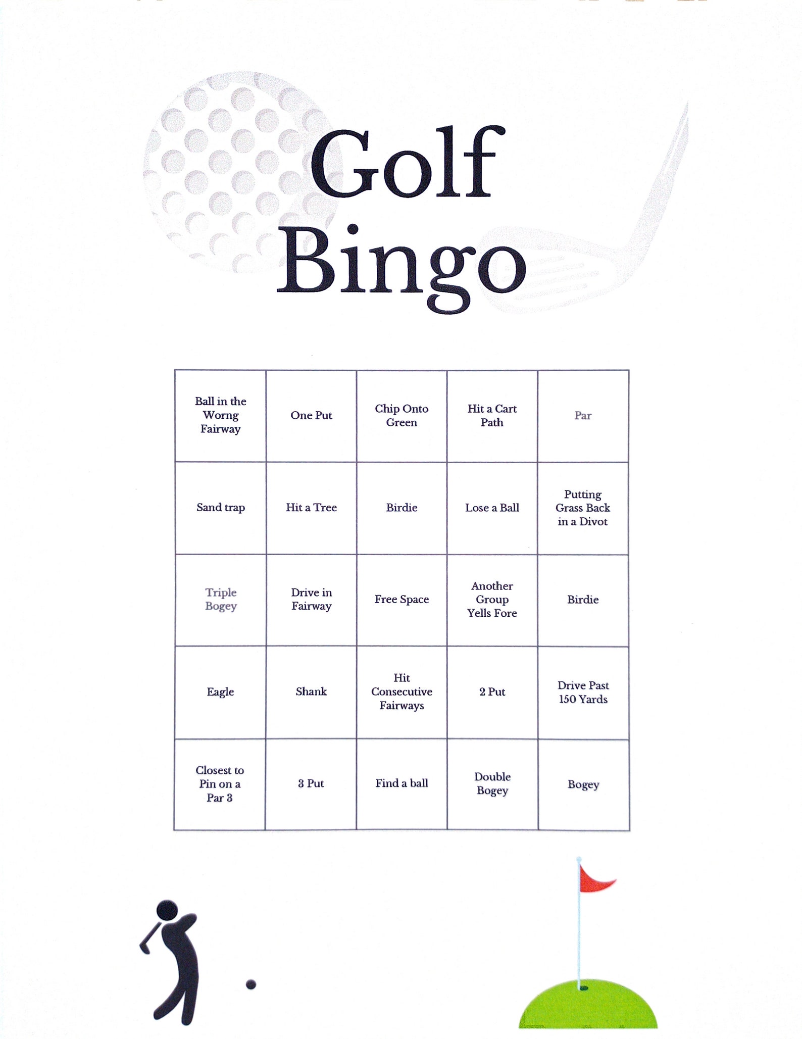 Golf Bingo Game: 24 Printable Cards (digital Download) - Etsy