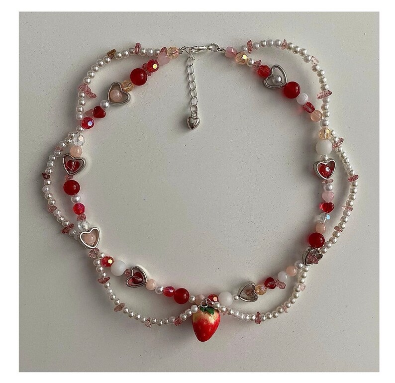 Cottage Core Strawberry Pearl Pendant Necklace, Y2k Indie Jewelry Fairy ...