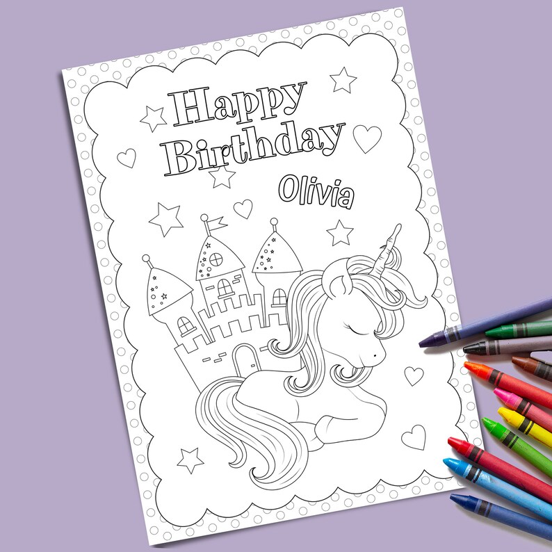 Kids Unicorn Card, Coloring Card, Template, INSTANT DOWNLOAD, Printable ...