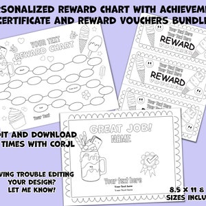 Editable Ice Cream Reward Chart Coloring Behavior Chart - Etsy
