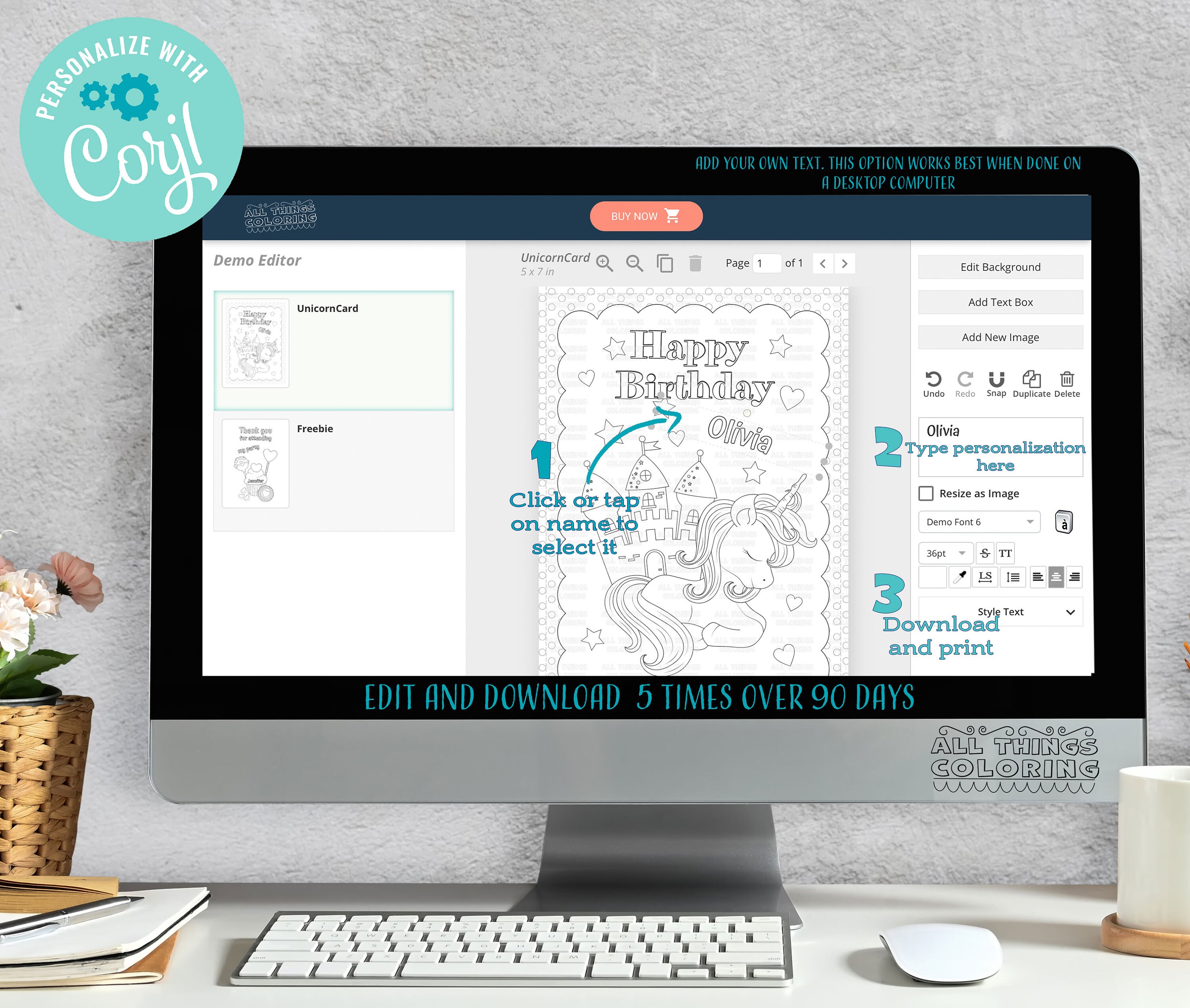 Kids Unicorn Card, Coloring Card, Template, INSTANT DOWNLOAD, Printable ...