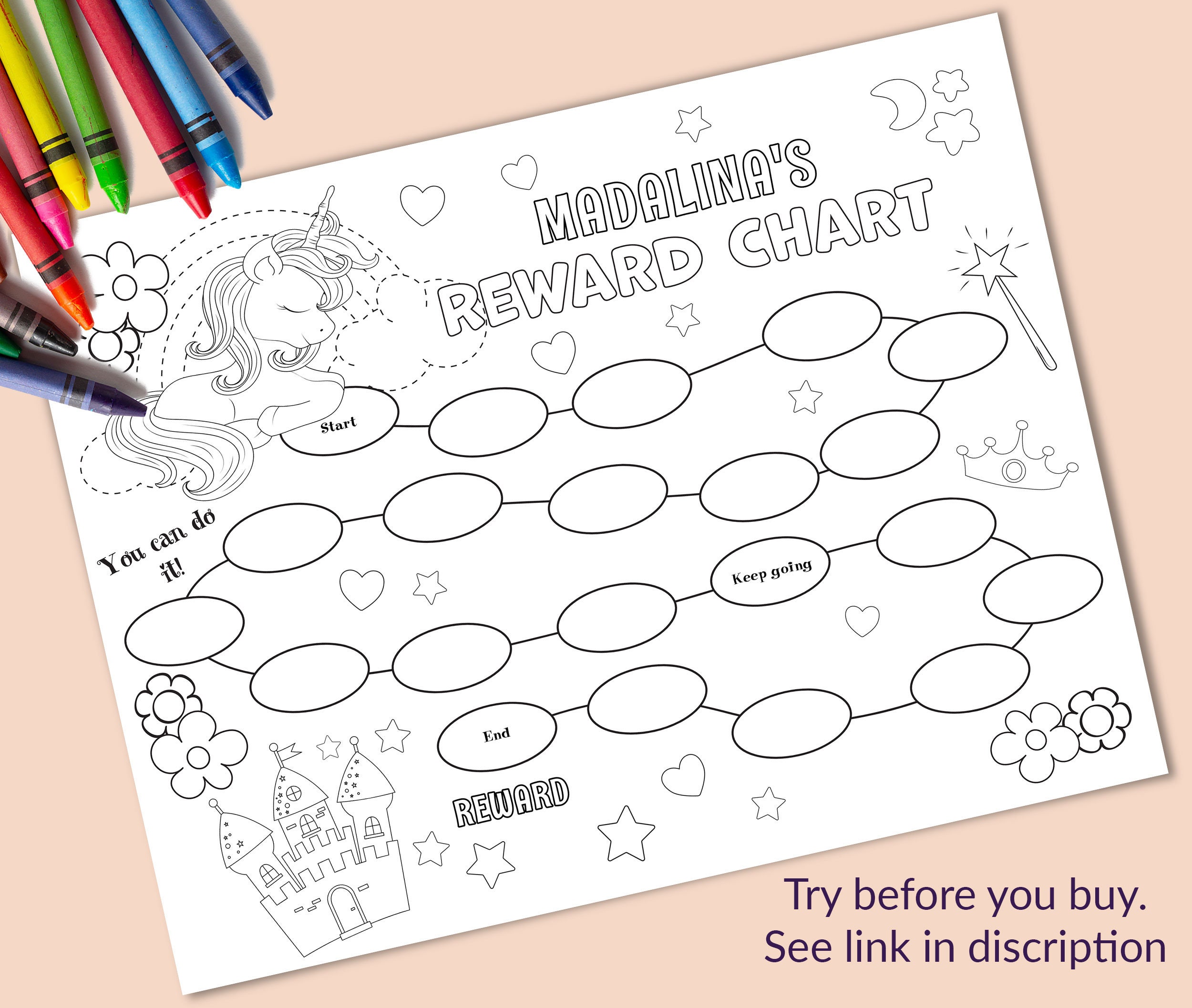 Editable Unicorn Reward Chart Bundle Coloring Behavior Chart - Etsy ...
