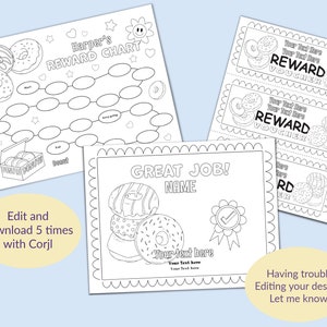 Editable Donut Reward Chart Coloring Behavior Chart Printable Routine ...