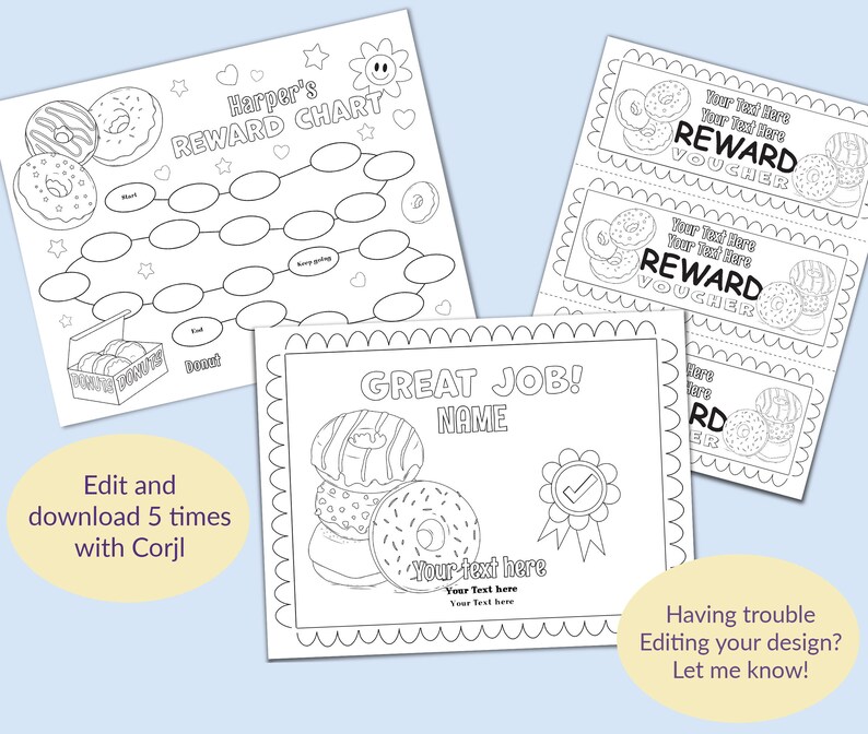 Editable Donut Reward Chart Coloring Behavior Chart Printable Routine ...