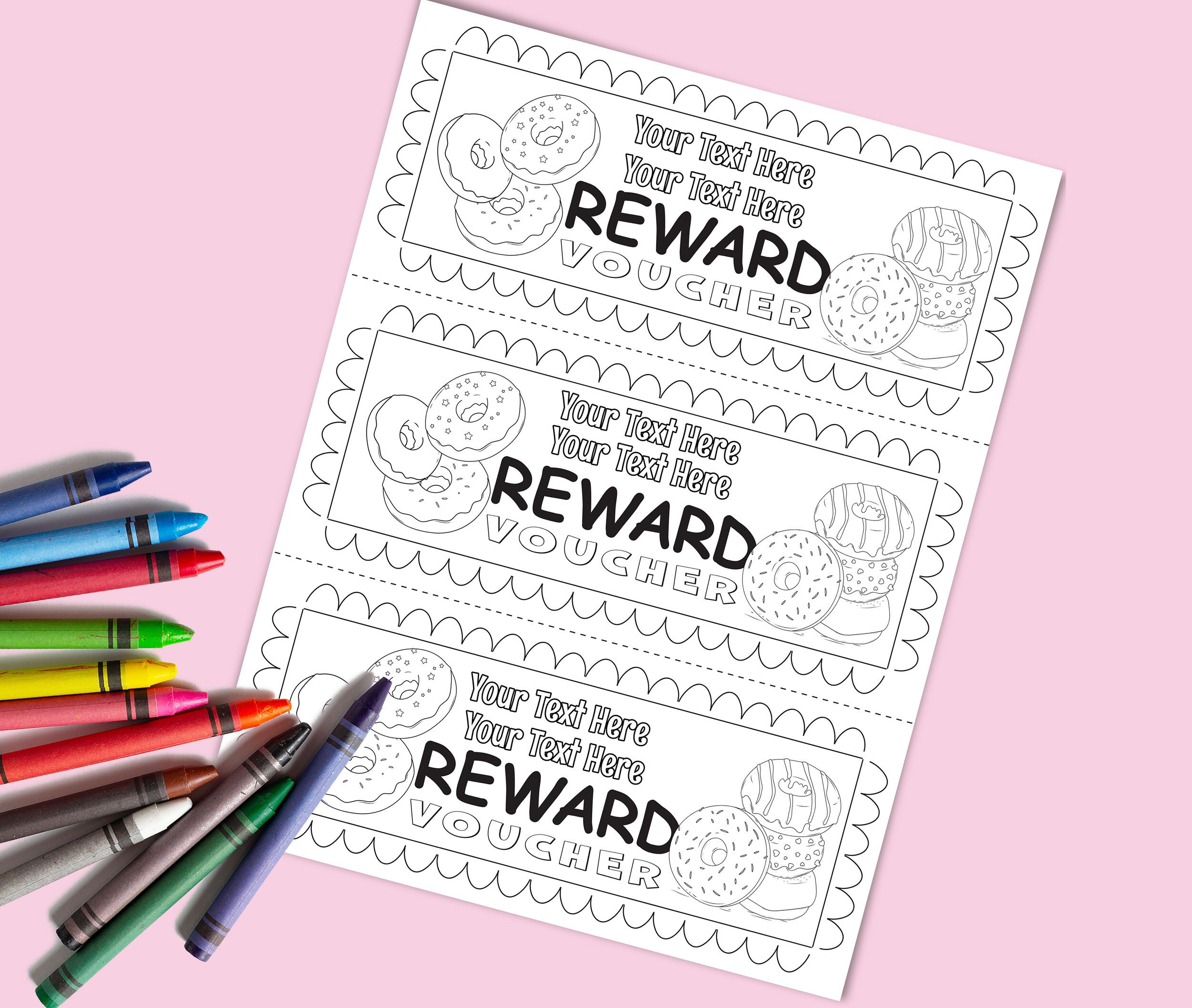 Editable Donut Reward Chart Coloring Behavior Chart Printable Routine ...