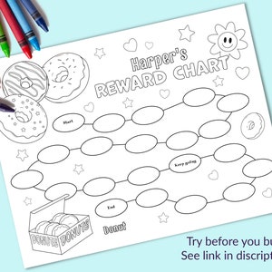 Editable Donut Reward Chart Coloring Behavior Chart Printable Routine ...