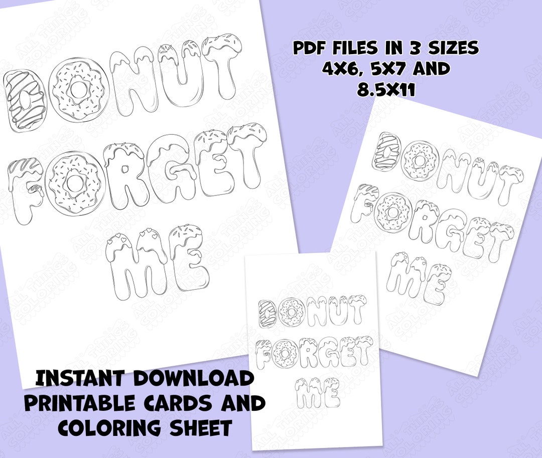 Donut Coloring Page and Card Instant Download Adult Coloring Pages ...