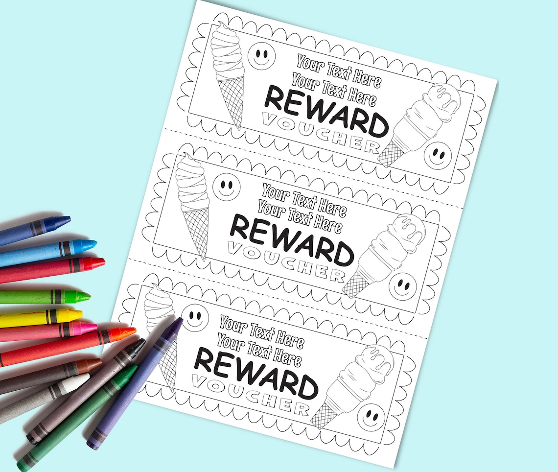 Editable Ice Cream Reward Chart Coloring Behavior Chart - Etsy