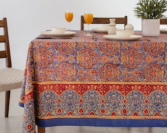 Indian Block Printed Round Tablecloth Floral Cotton - Etsy