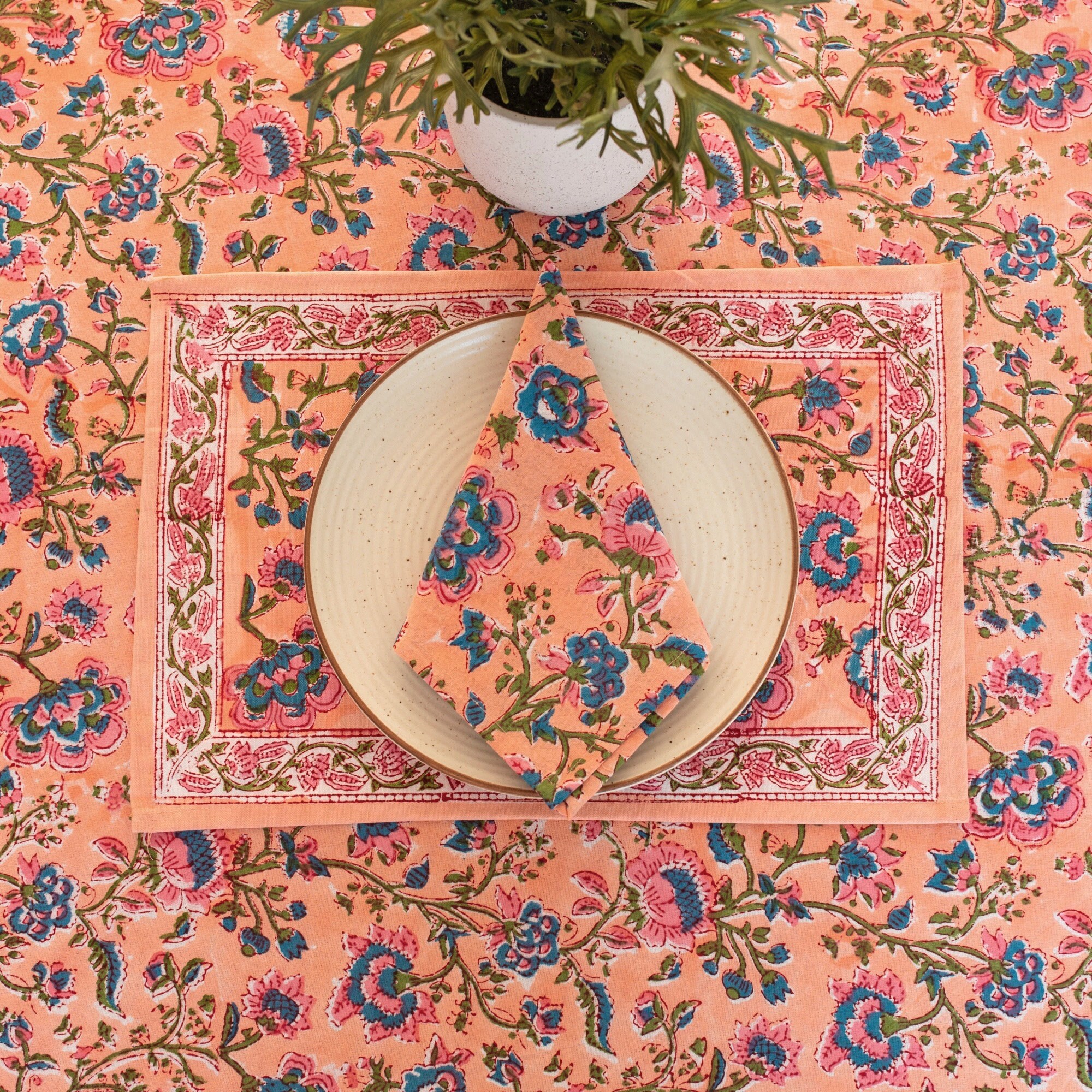 Indian Block Print Tablecloth Floral Cotton Table Cover - Etsy