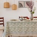 Sage Green Floral Tablecloth, Block Printed Tablecloth, Cotton Table ...