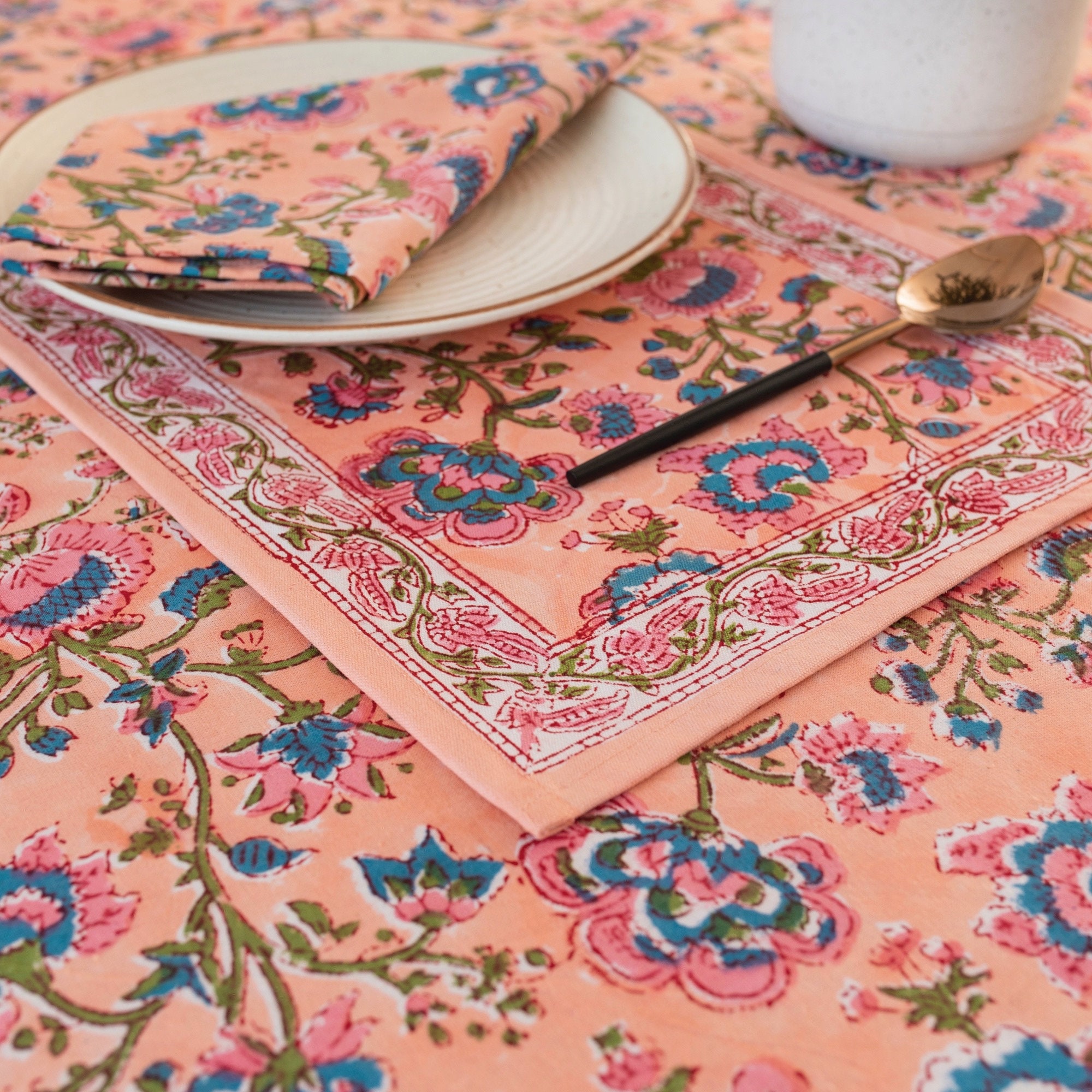 Indian Block Print Tablecloth Floral Cotton Table Cover - Etsy