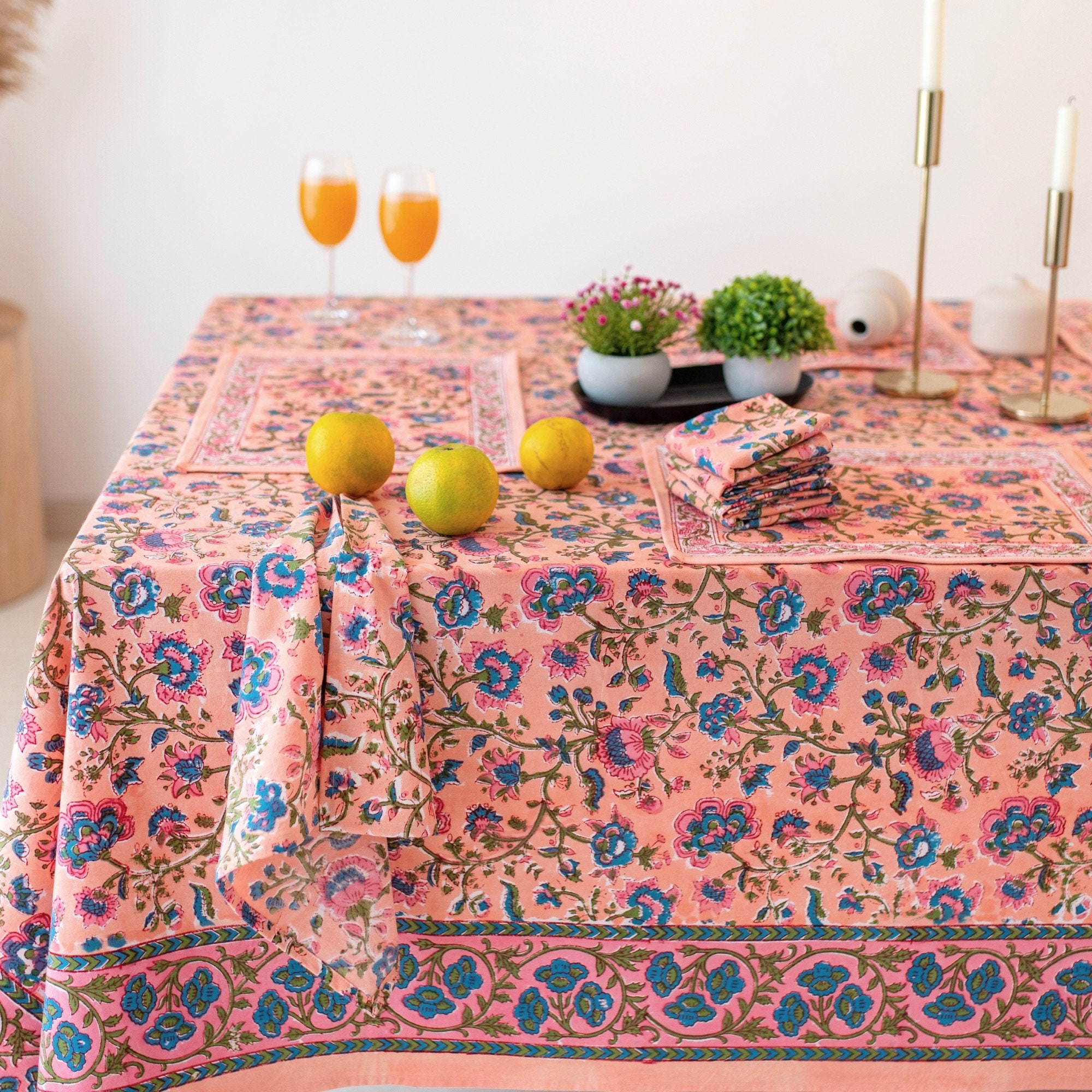 Indian Block Print Tablecloth Floral Cotton Table Cover - Etsy