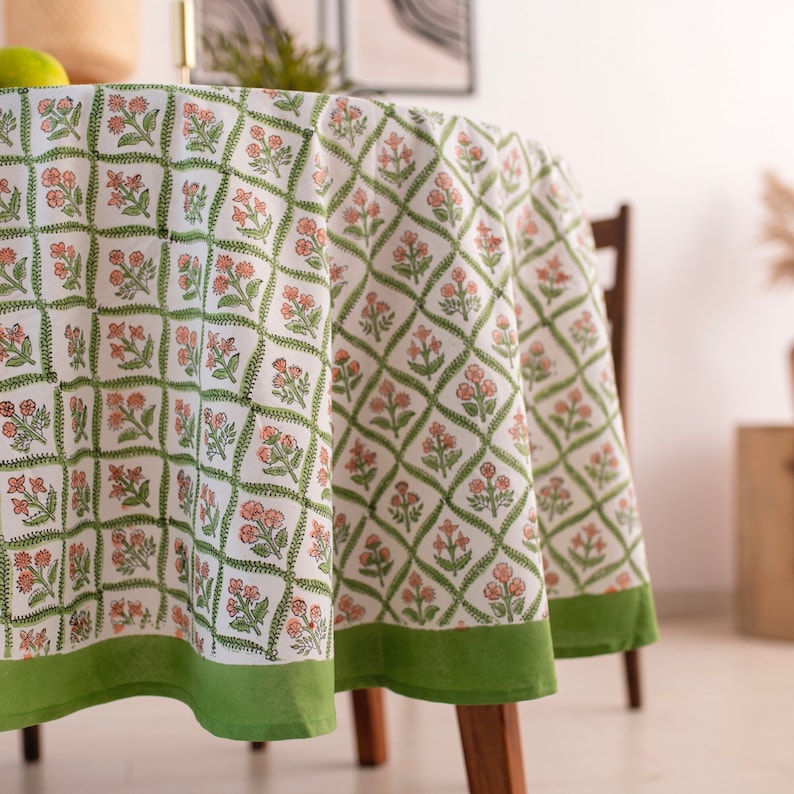 Shemrock Green Flower Frame Round Tablecloth Christmas - Etsy