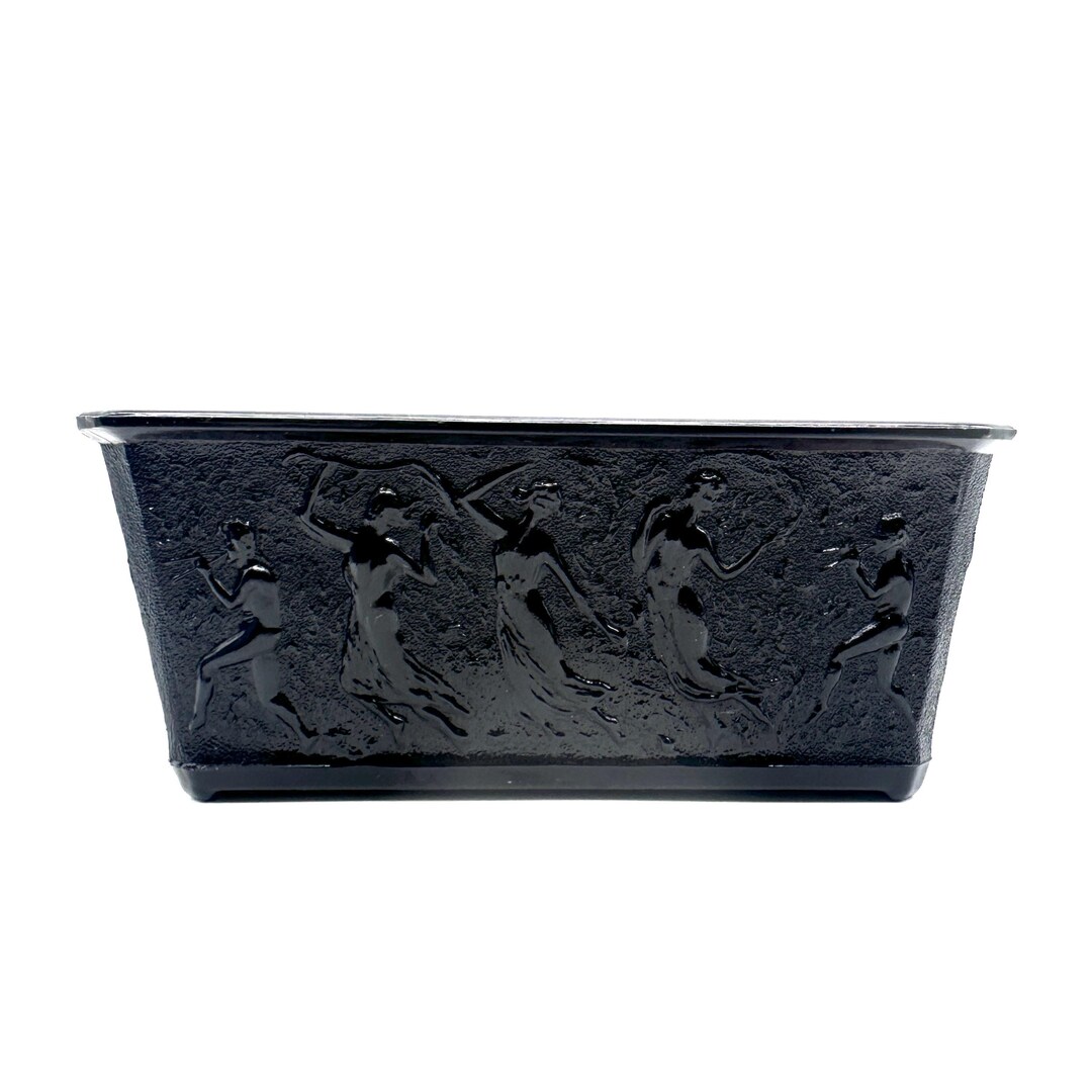 L E Smith Black Glass Rectangular Planter, Dancing Nymphs - Etsy