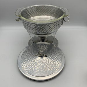 Fire King Hammered Aluminum Covered Chafing Dish With 1 1/2 Quart Glass ...