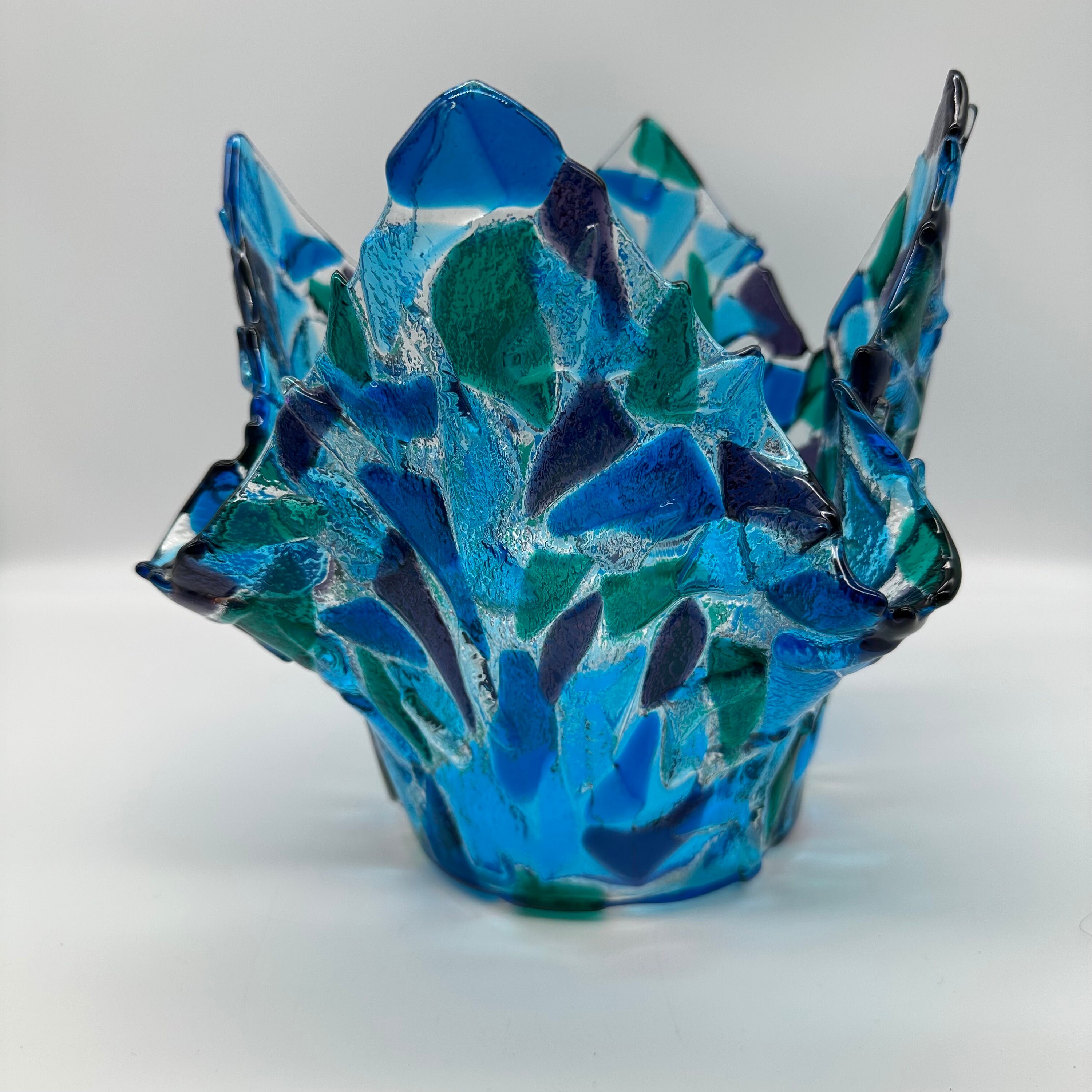 Mosaic Multi-colored Fused Glass Ice Champagne Basket/bucket - Etsy