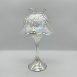 L.E. Smith Iridescent Fairy Lamp, Tea Light, Woodrose Leaf Pattern - Etsy