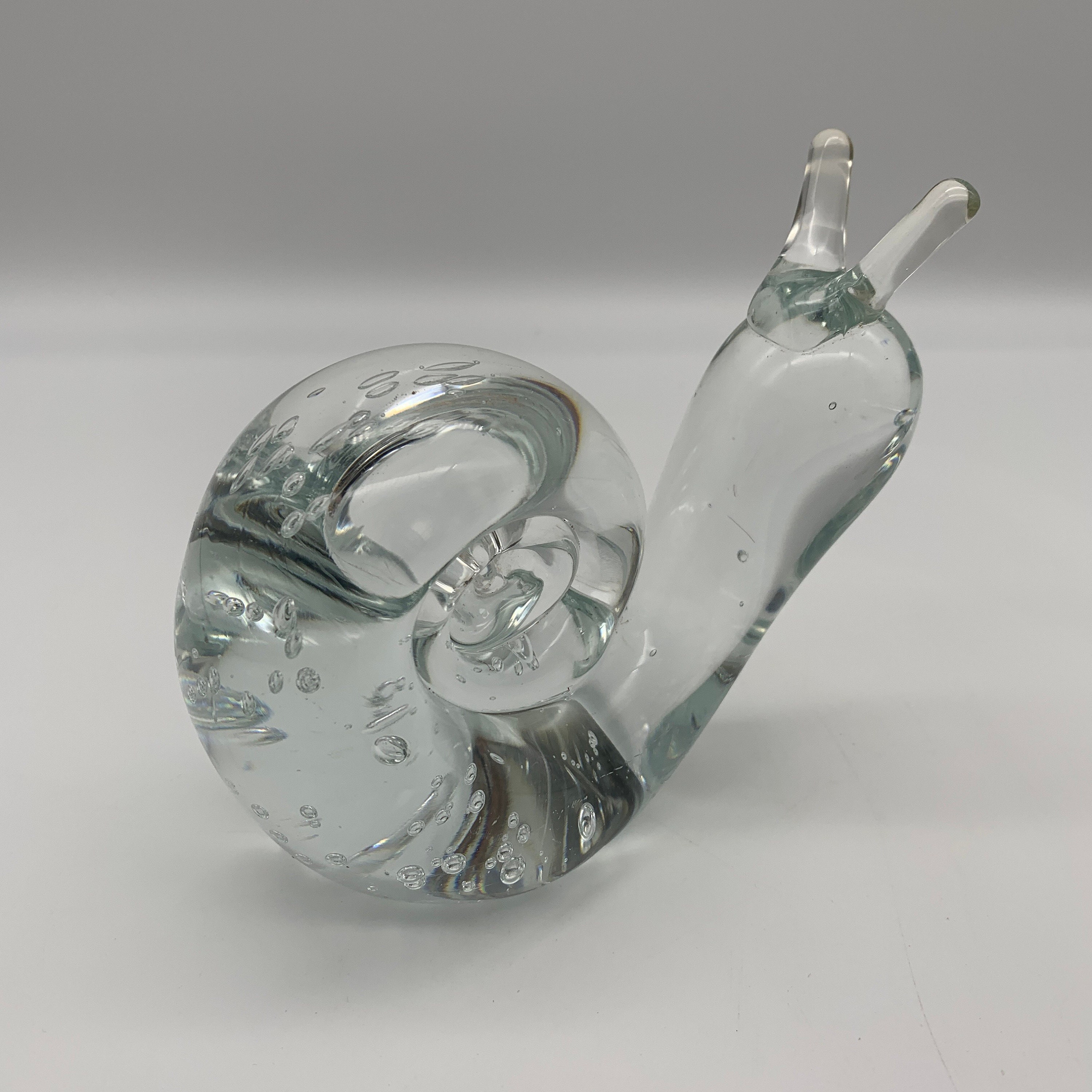 Bubble Glass, Clear Art Glass Snail Figurine Paperweight With ...