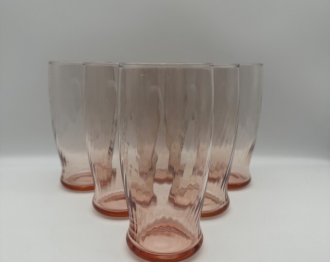 Wheaton Symphony Tea Rose Pink Swirl Drinking Glasses, 5 7/8” Tall, Set ...