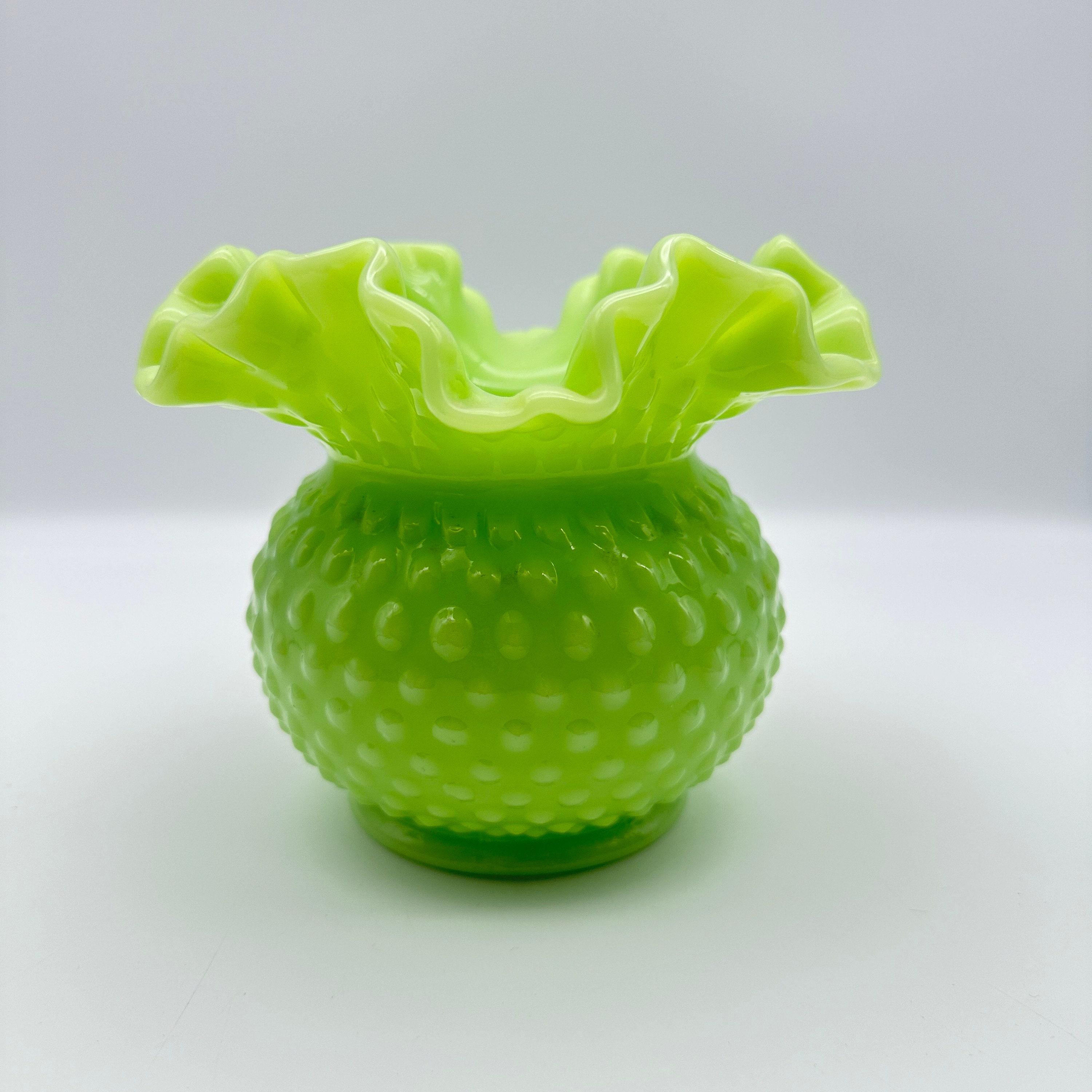 Rare Fenton Jadeite Hobnail Ruffled Edge Vase, 5 1/4 Tall - Etsy