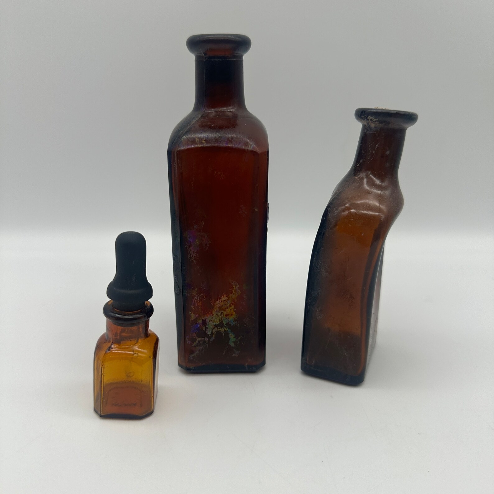 Antique Amber Bottles & Dropper, Set of 3 - Etsy