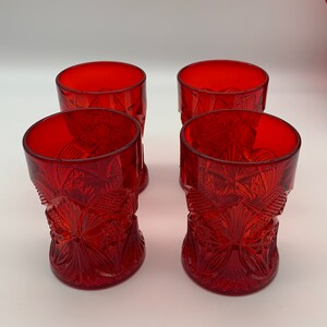 Mosser Vibrant Ruby Red Pitcher W/4 Tumblers, Glows Cadmium, Stunning ...