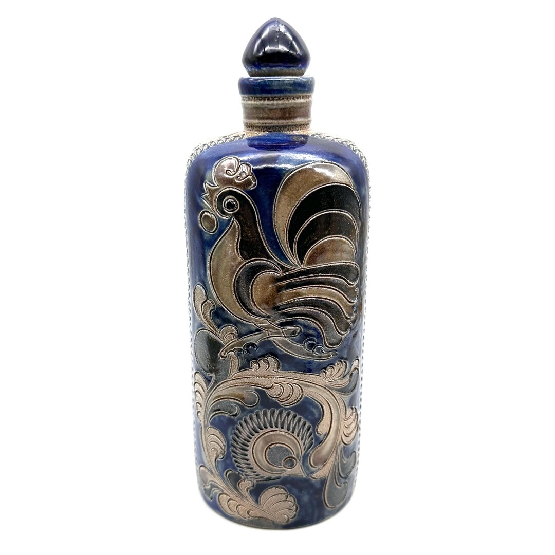 Handarbeit Handmade Salt Glaze Stoneware Pottery Jug/decanter, Rooster ...