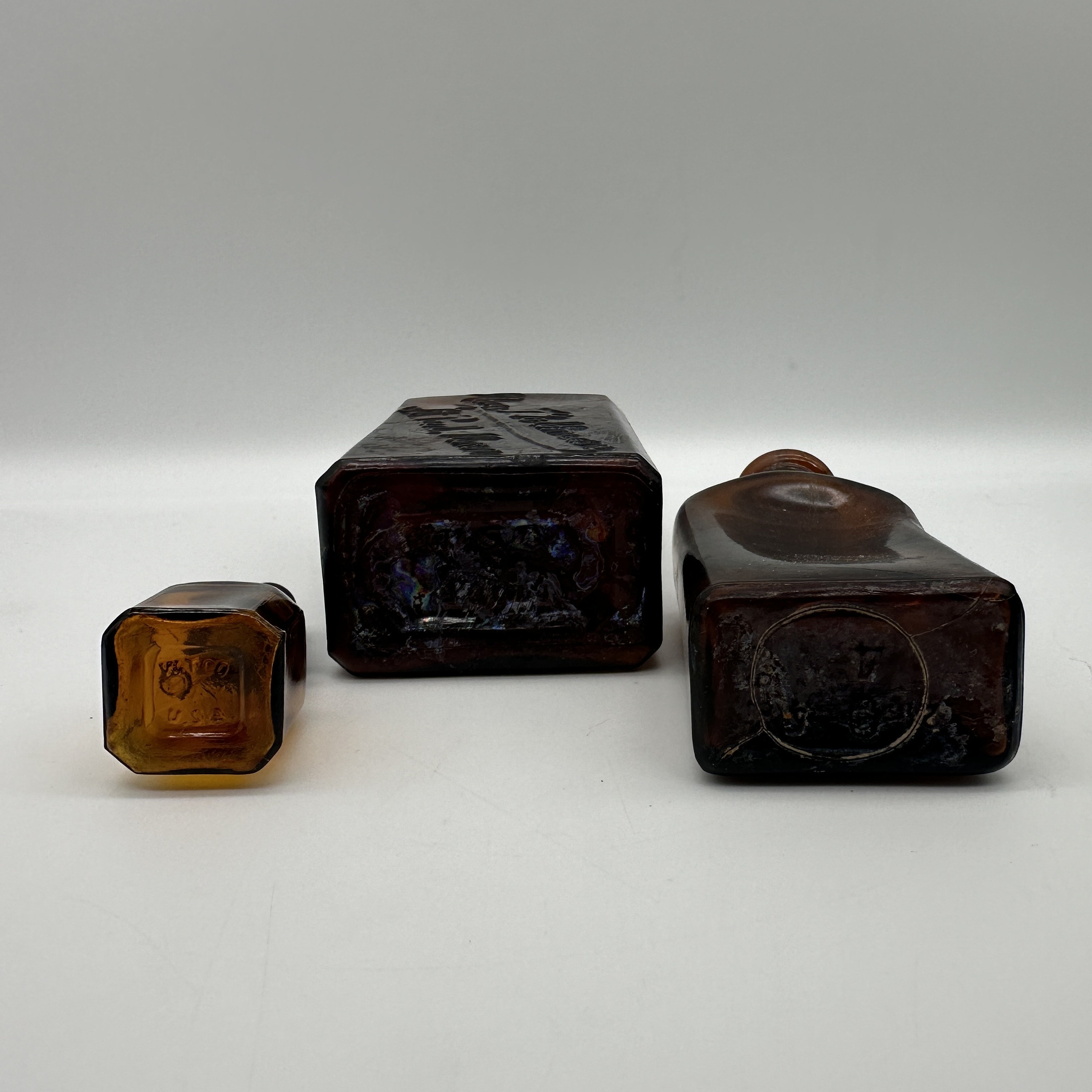 Antique Amber Bottles & Dropper, Set of 3 - Etsy