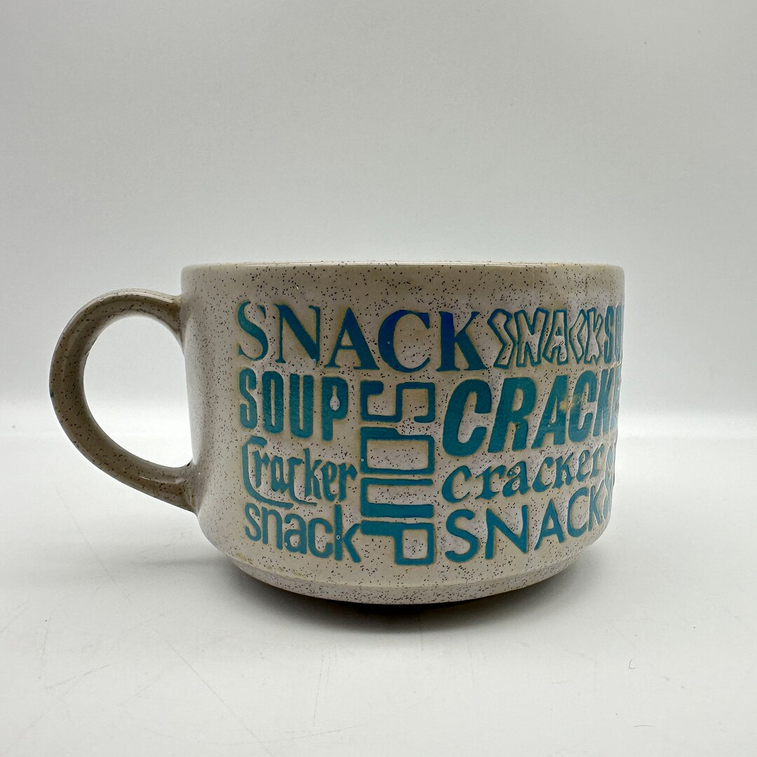 Snack, Soup and Crackers Embossed Ceramic Soup Mug - Etsy