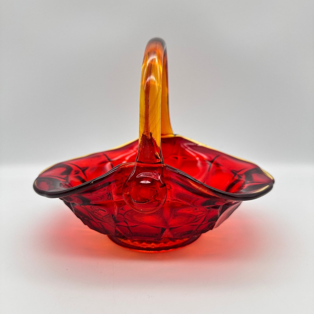 Vintage Indiana Glass Amberina Constellation Basket - Glows - Etsy