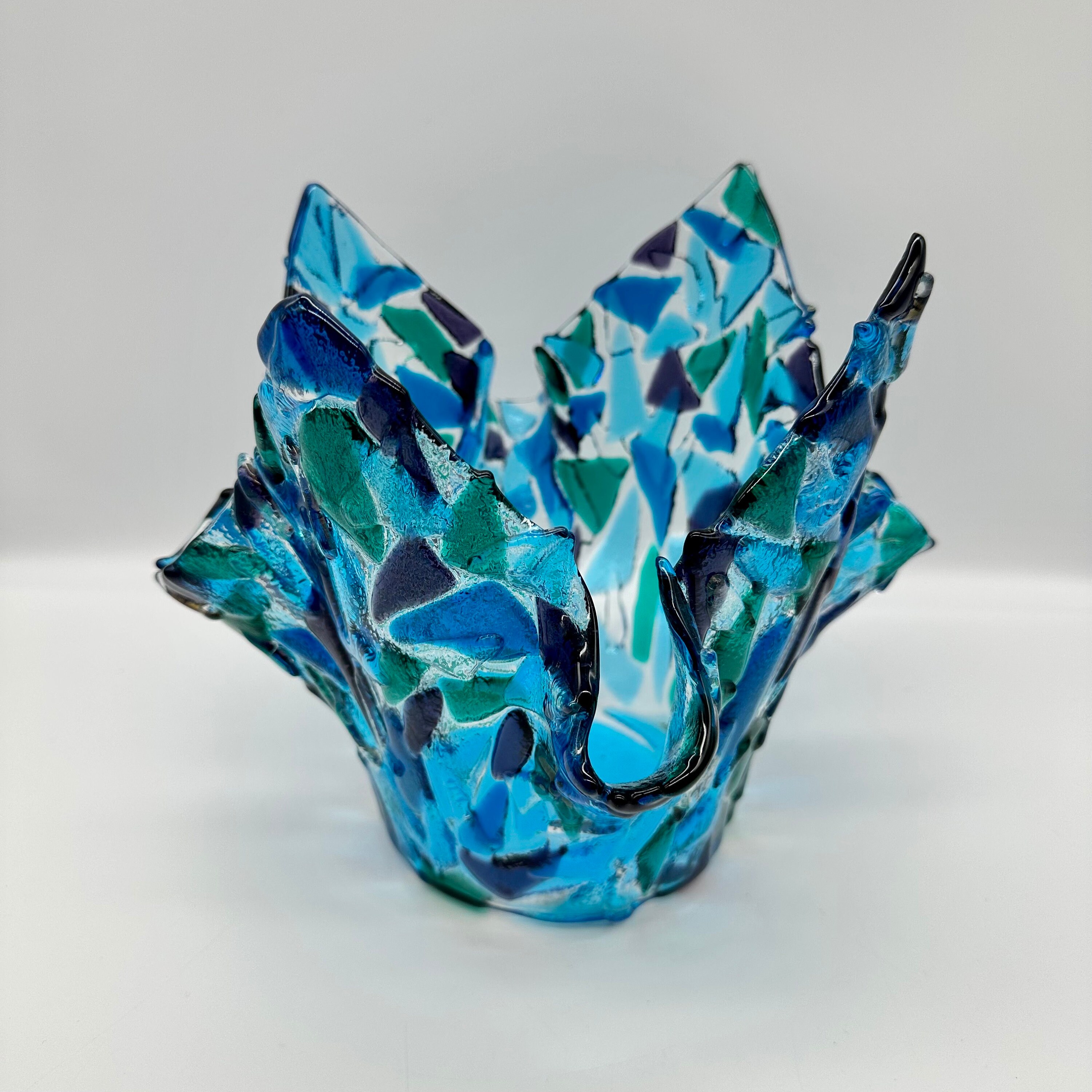 Mosaic Multi-colored Fused Glass Ice Champagne Basket/bucket - Etsy