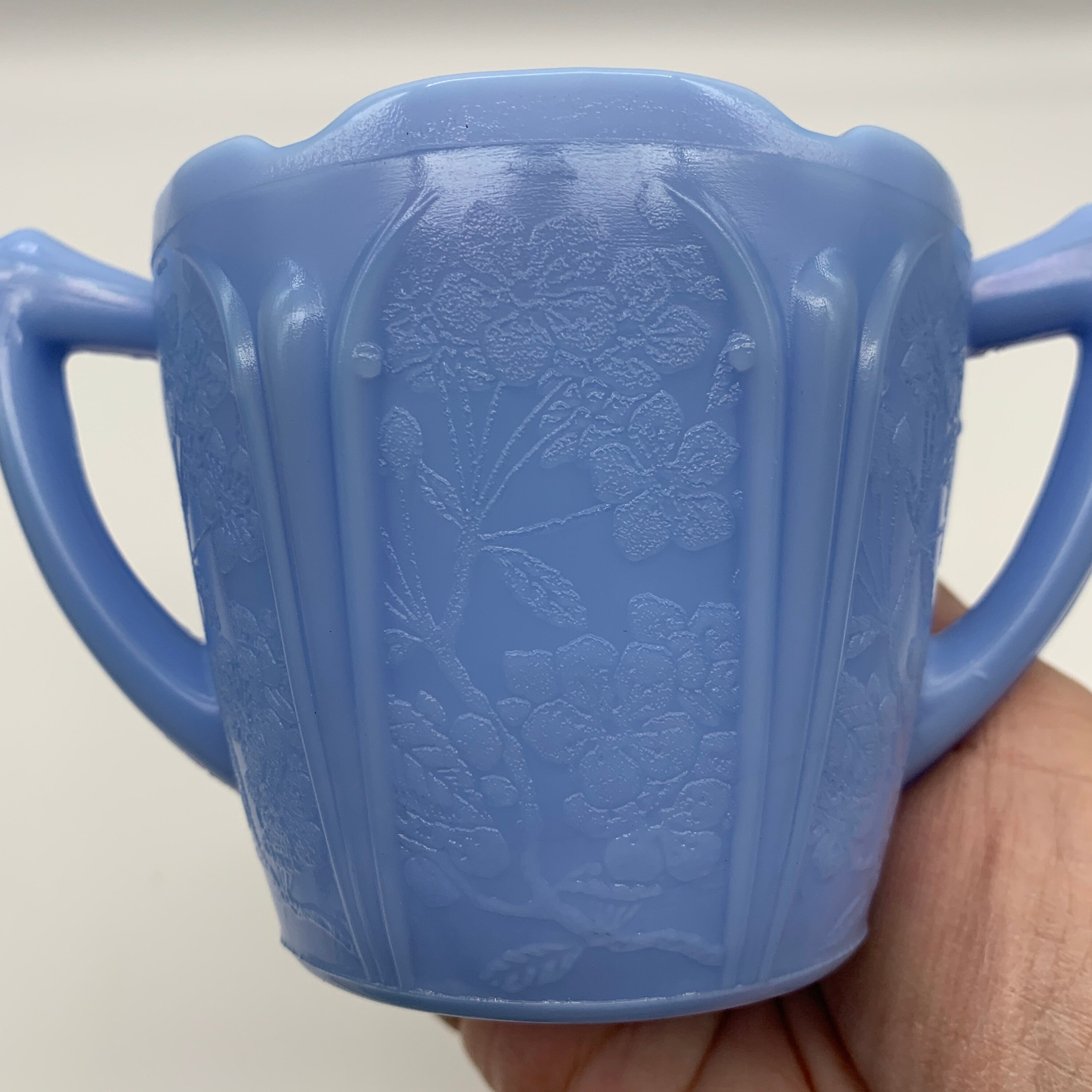 Vintage Jeannette Depression Glass Cherry Blossom Delphite Large Sugar ...