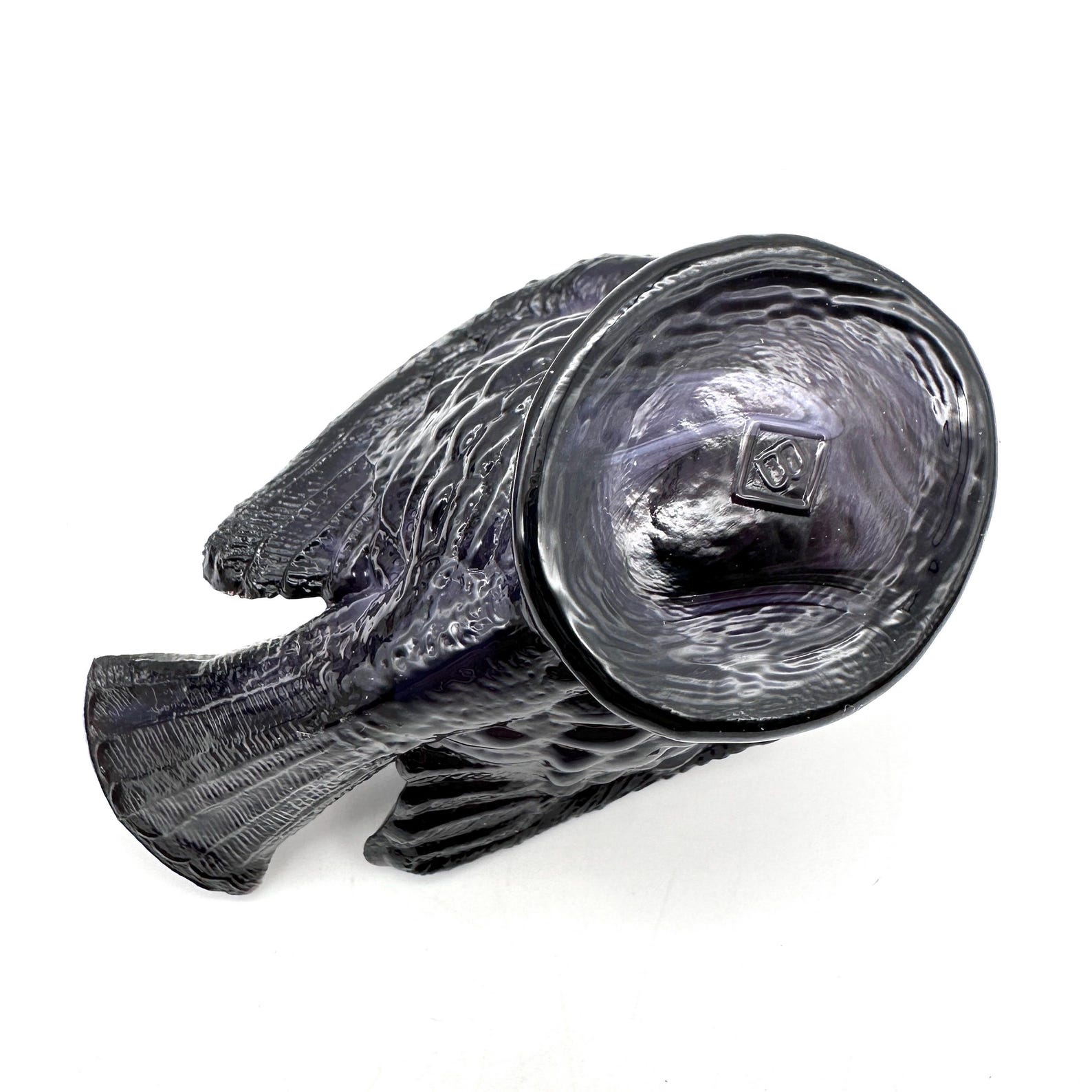 Boyd Art Glass Salt Cellar, Bird and Berry, Amethyst Black Glass - Etsy