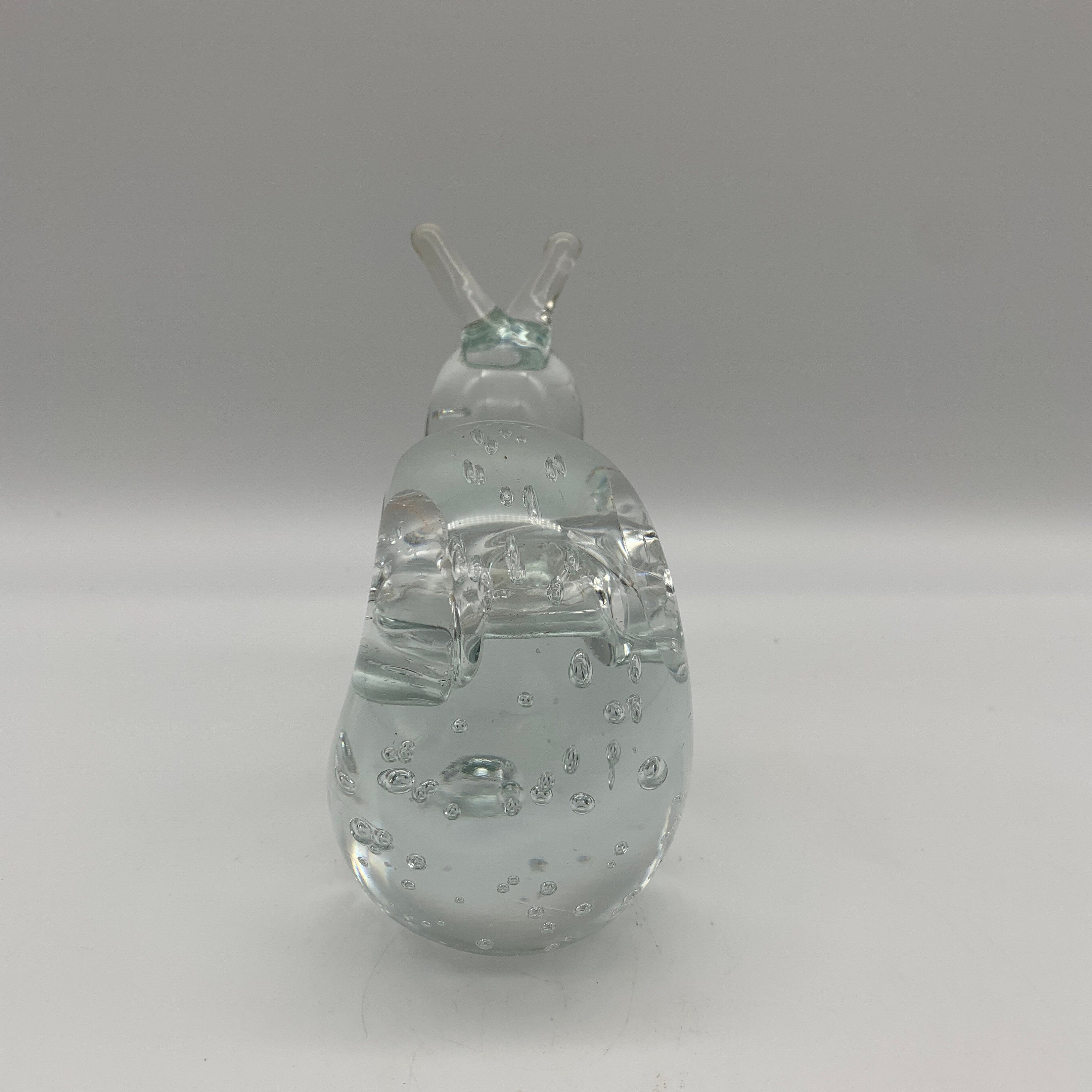 Bubble Glass, Clear Art Glass Snail Figurine Paperweight With ...