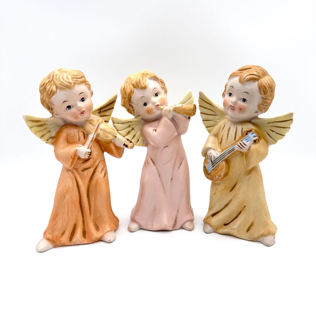 Homco Angels With Musical Instruments, Set of 3, 6" Tall - Etsy