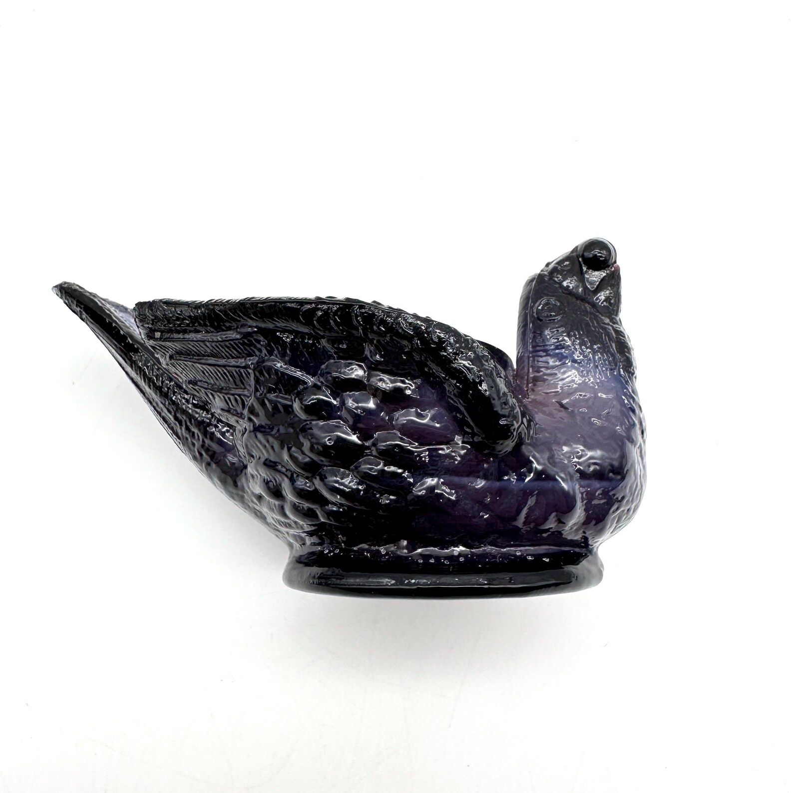 Boyd Art Glass Salt Cellar, Bird and Berry, Amethyst Black Glass - Etsy
