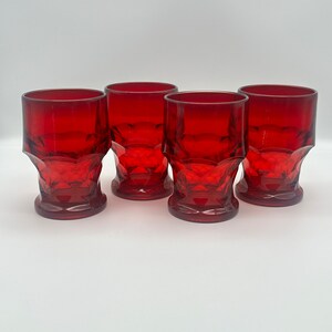 Viking Ruby Red Georgian Honeycomb Water Glasses/goblets, 5” Tall ...