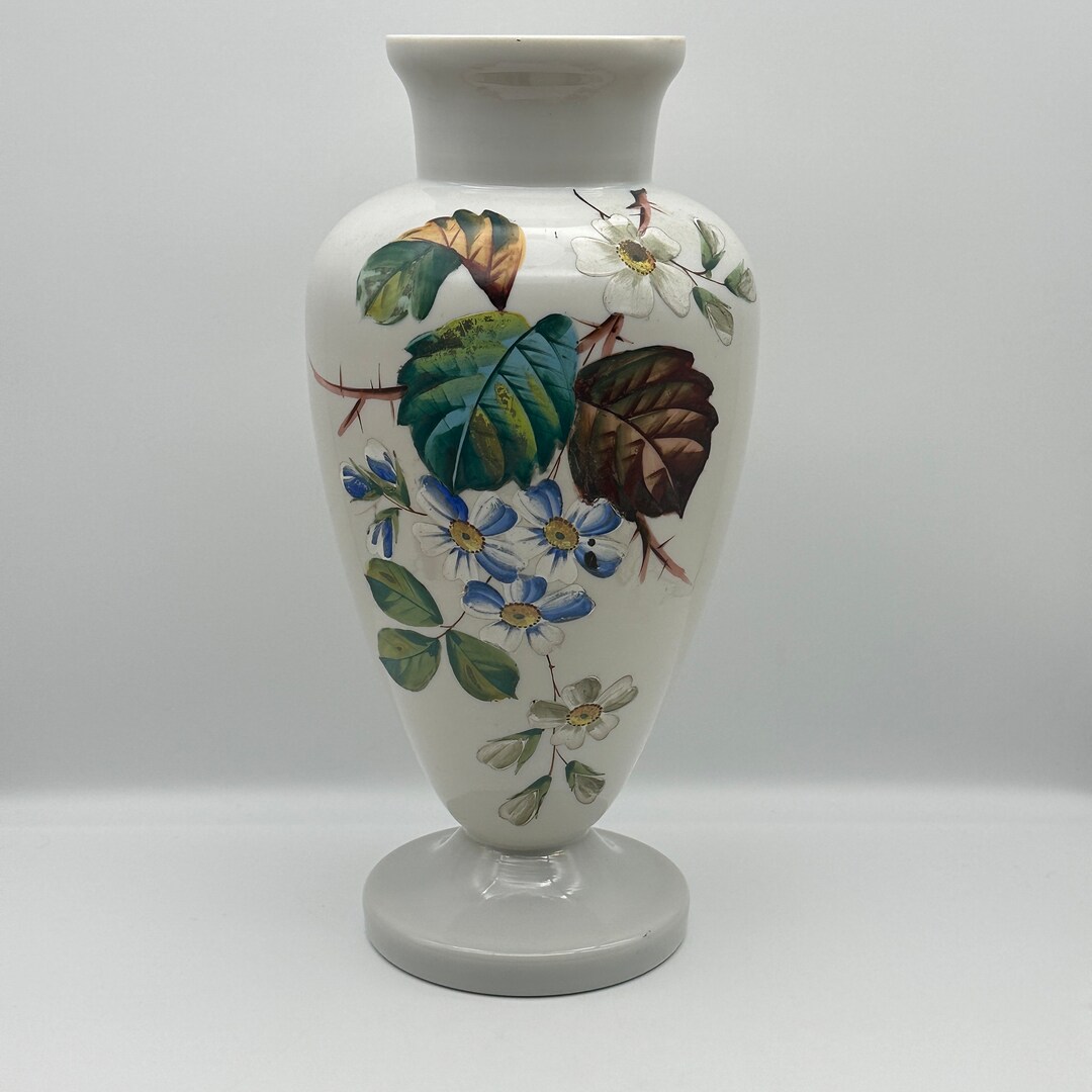Vintage Hand-painted Opaline Vase, 14 1/2” Tall - Etsy