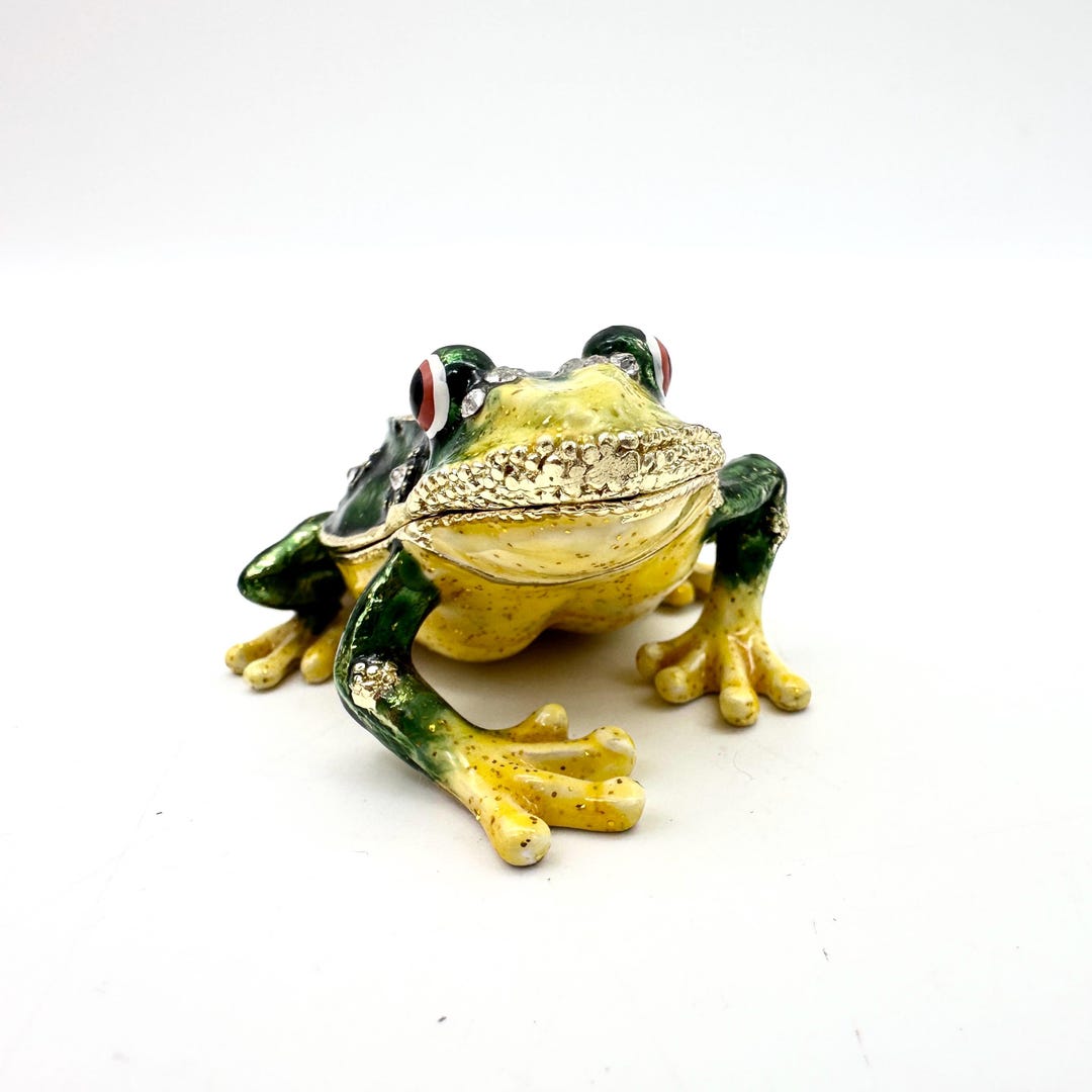 Bejeweled Frog Trinket Box, Hinged, With Crystals, 1 1/4” Tall - Etsy